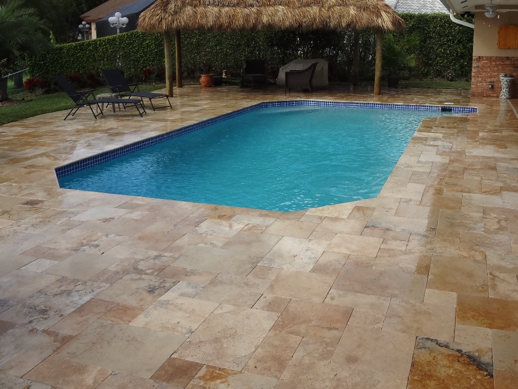 Rustic travertine tumbled paver, Country Classic, Walnut Rustic