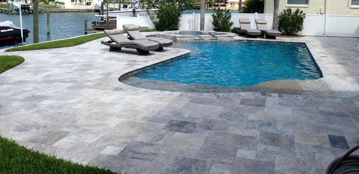 Silver Travertine Pool Coping | Natural Stone US
