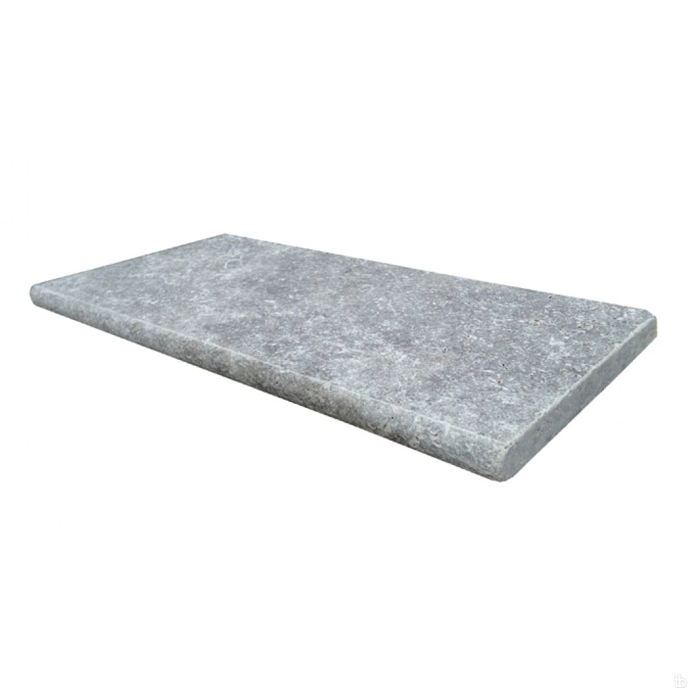 12x24 Silver Travertine Pool Coping - Silver Grey Travertine Coping